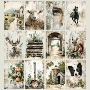 Green Farm Digital Paper: Rustic Cottagecore Scrapbook Pages (digital ...