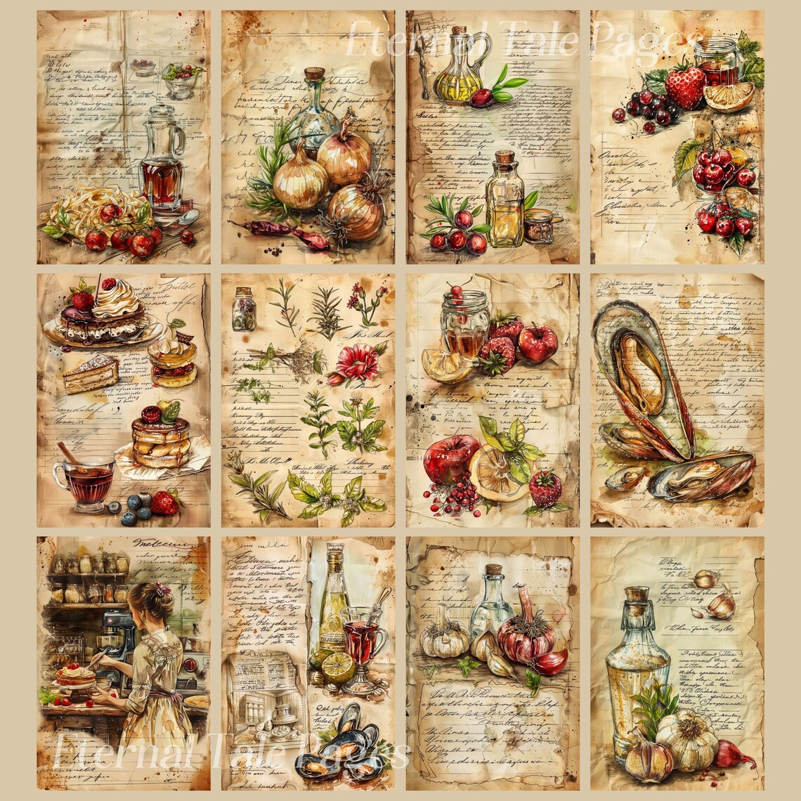 Chef's Notes Digital Paper: Vintage Cookbook Pages (283 JPEG) - Etsy