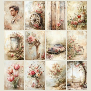 Gentle Shabby Chic Pages, Digital Paper, Junk Journal, Scrapbook Paper ...