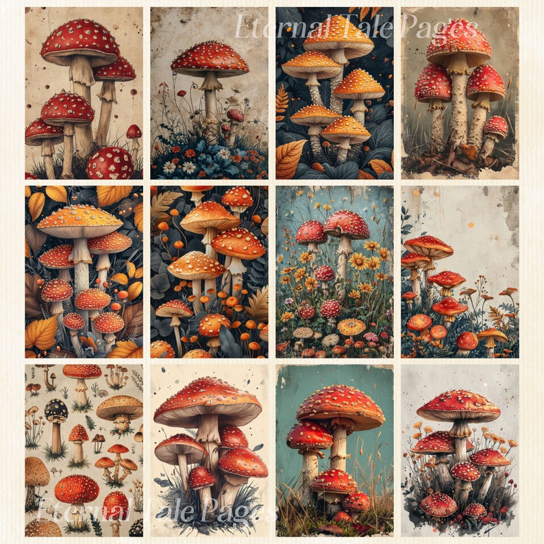 Vintage Mushroom Illustrations: Junk Journal Ephemera (digital Download ...