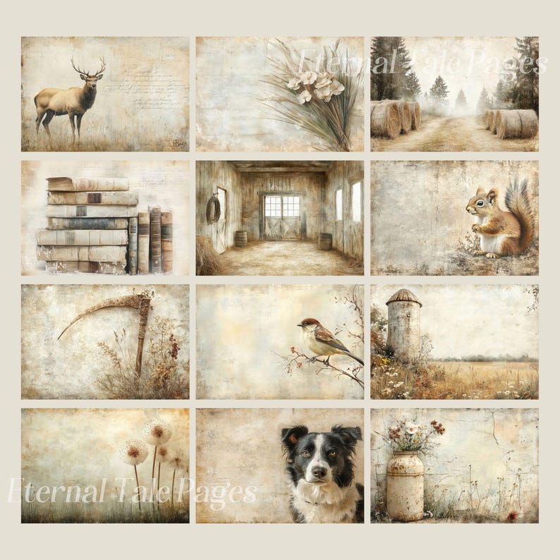 Farm Life Digital Paper: Landscape Junk Journal Pages (222 JPEG) - Etsy