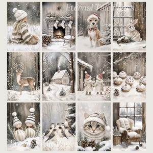 Neutral Christmas Digital Paper Set: Beige Winter Backgrounds ...
