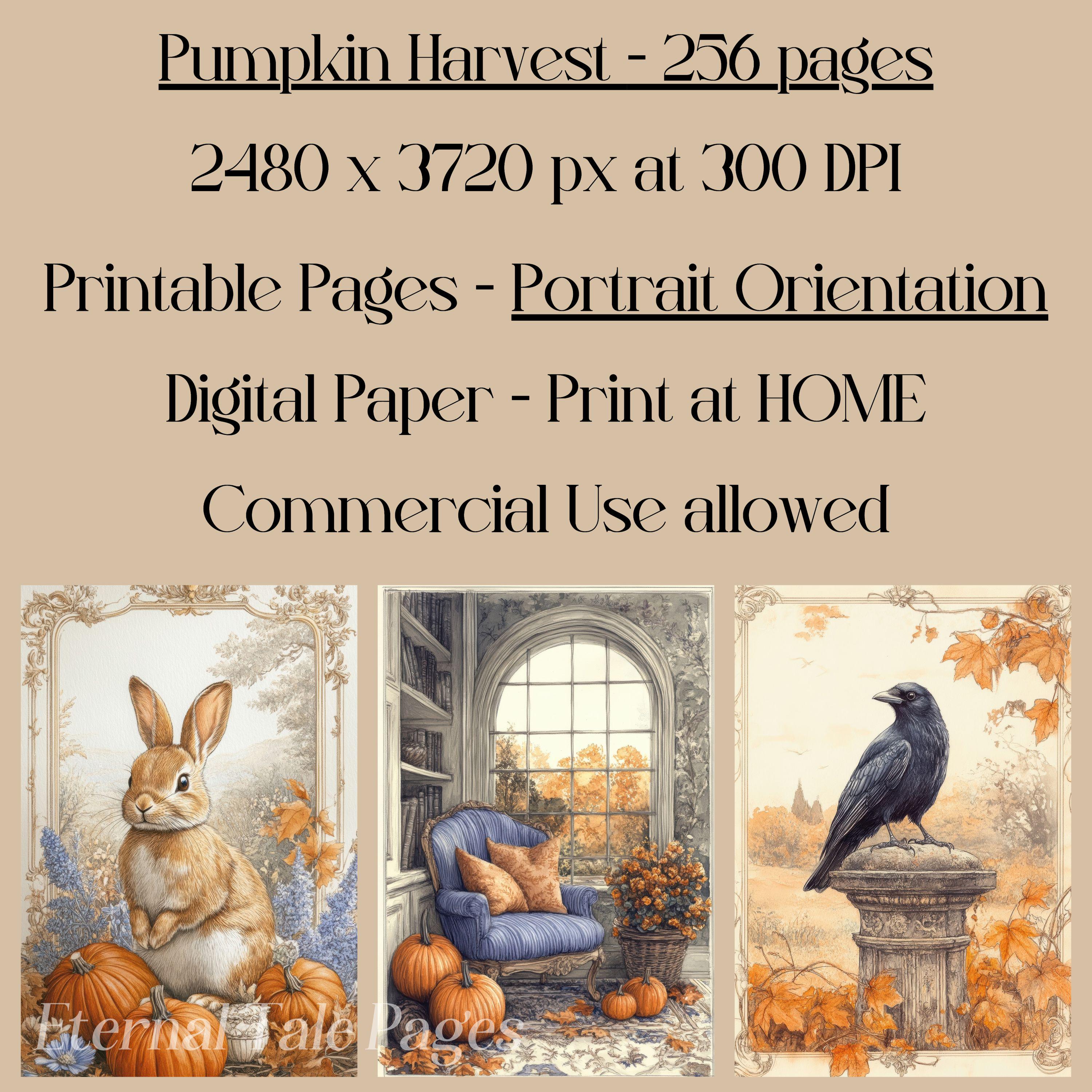 Pumpkin Harvest Digital Paper: Cottagecore Scrapbook Pages (digital ...
