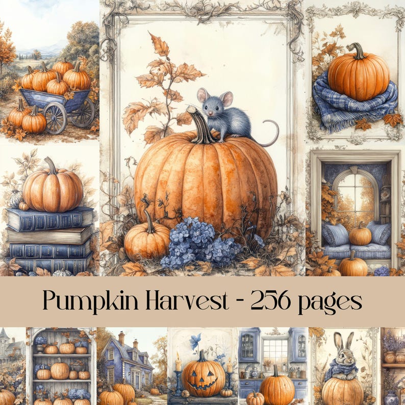 Pumpkin Harvest Digital Paper: Cottagecore Scrapbook Pages (digital ...