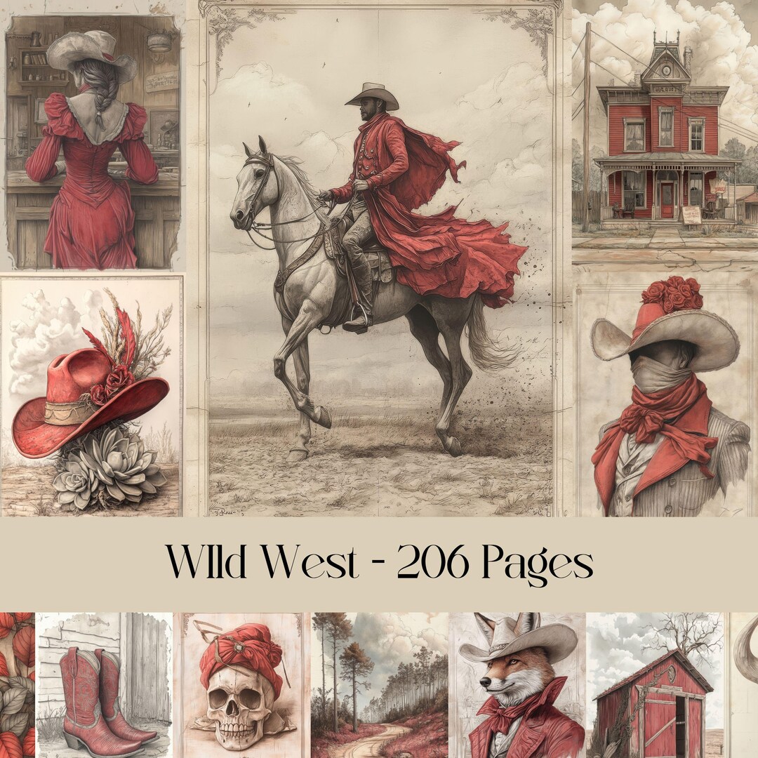 Wild West Ephemera: Cowboy Junk Journal Pages (digital Kit, 206 ...