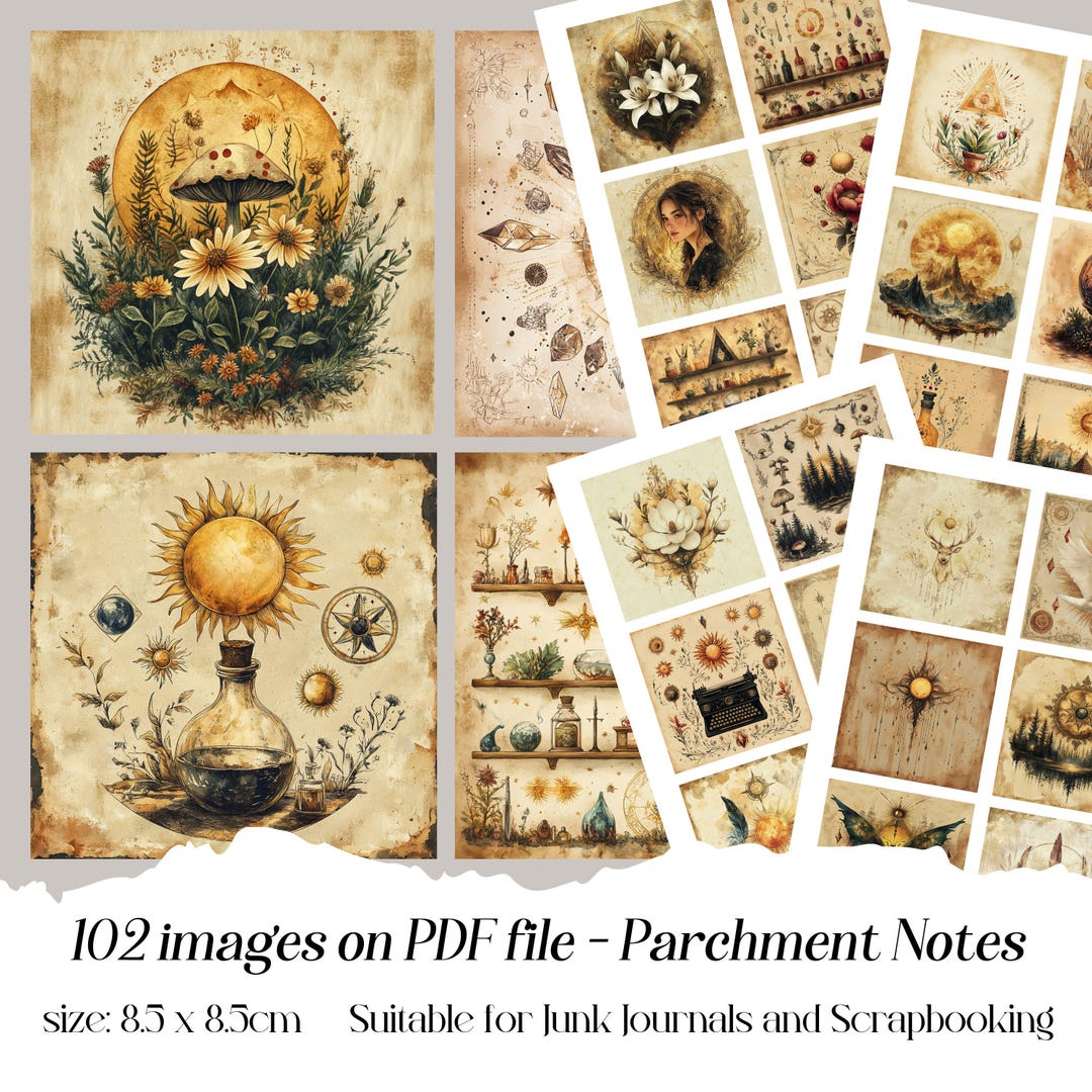 Parchment Notes, Digital Paper, Junk Journal, Scrapbook Paper ...