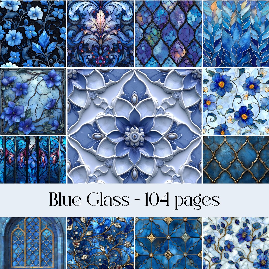 Blue Glass Pages, Window Glass, Junk Journal Paper, Scrapbook Paper ...
