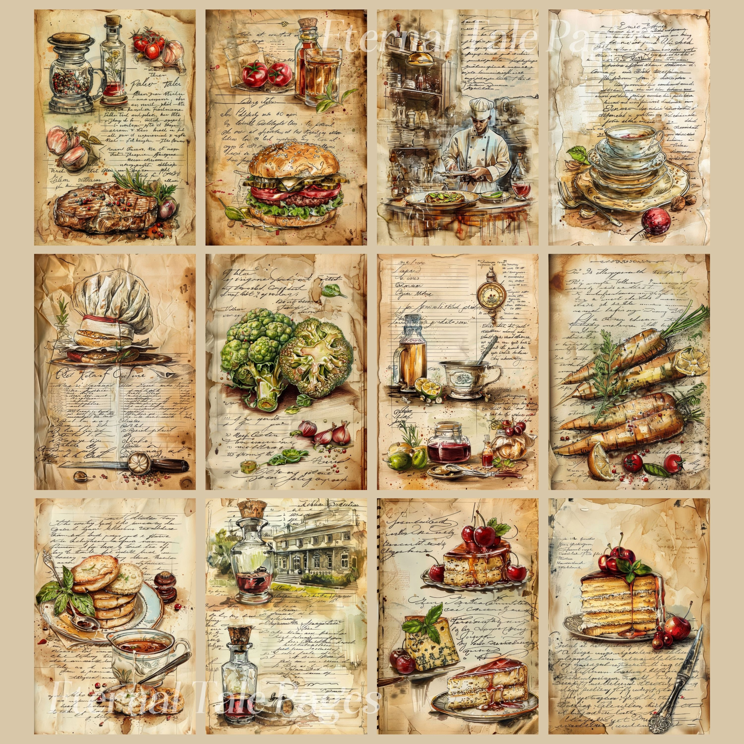 Chef's Notes Digital Paper: Vintage Cookbook Pages (283 JPEG) - Etsy