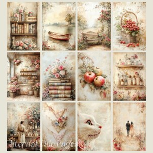 Gentle Shabby Chic Pages, Digital Paper, Junk Journal, Scrapbook Paper ...