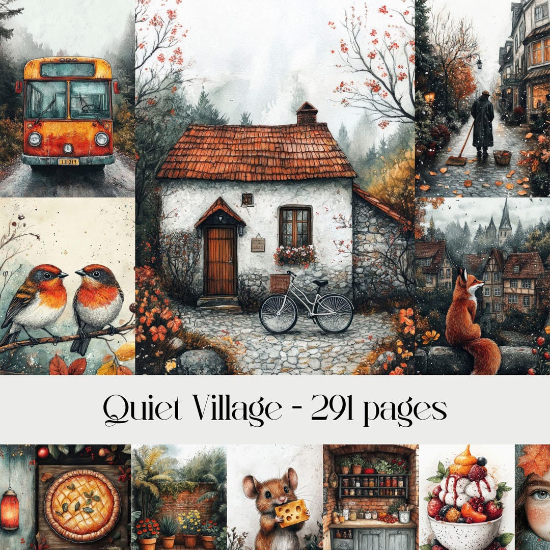 Quiet Village Digital Paper: Autumn Town Scrapbook Pages (digital ...