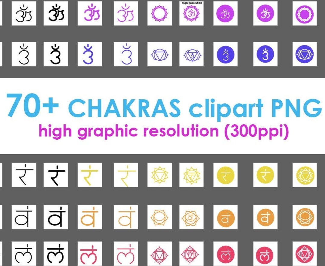 7 Chakras Bundle Clipart PNG Icons, Digital File Only. Chakra Symbols ...