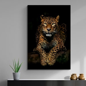 Leopard in Dark Canvas Wall Art, Animal Canvas Print, Leopard Canvas ...