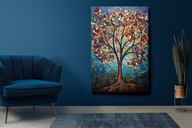 Colorful Tree of Life Canvas Wall Art, Life of Tree Canvas Print ...