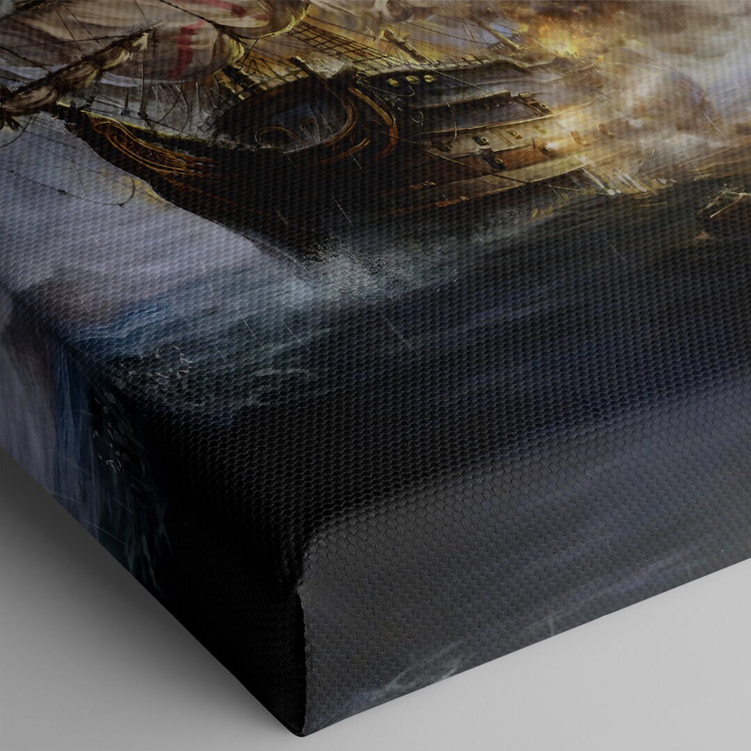 Battle Ship Canvas Wall Art, Pirate Ship Canvas Print, Sailing Boat War ...