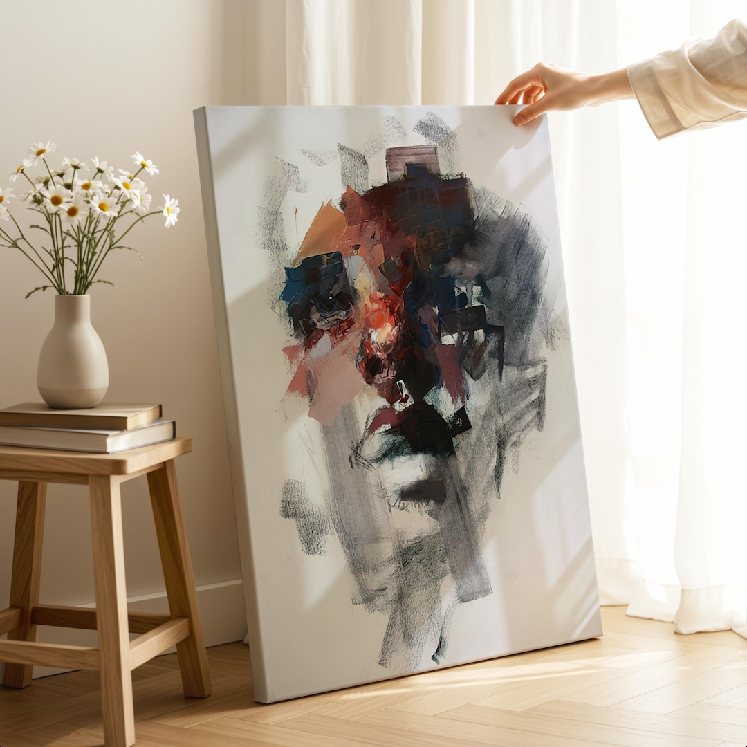 Abstract Woman Face Canvas Print: Modern Wall Art, Ready to Hang - Etsy