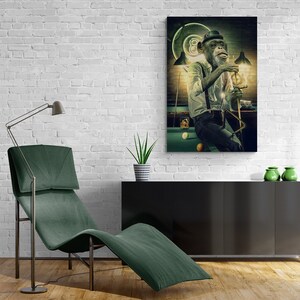 Billiard Player Monkey Canvas Wall Art, Pool Player Monkey Canvas Print ...