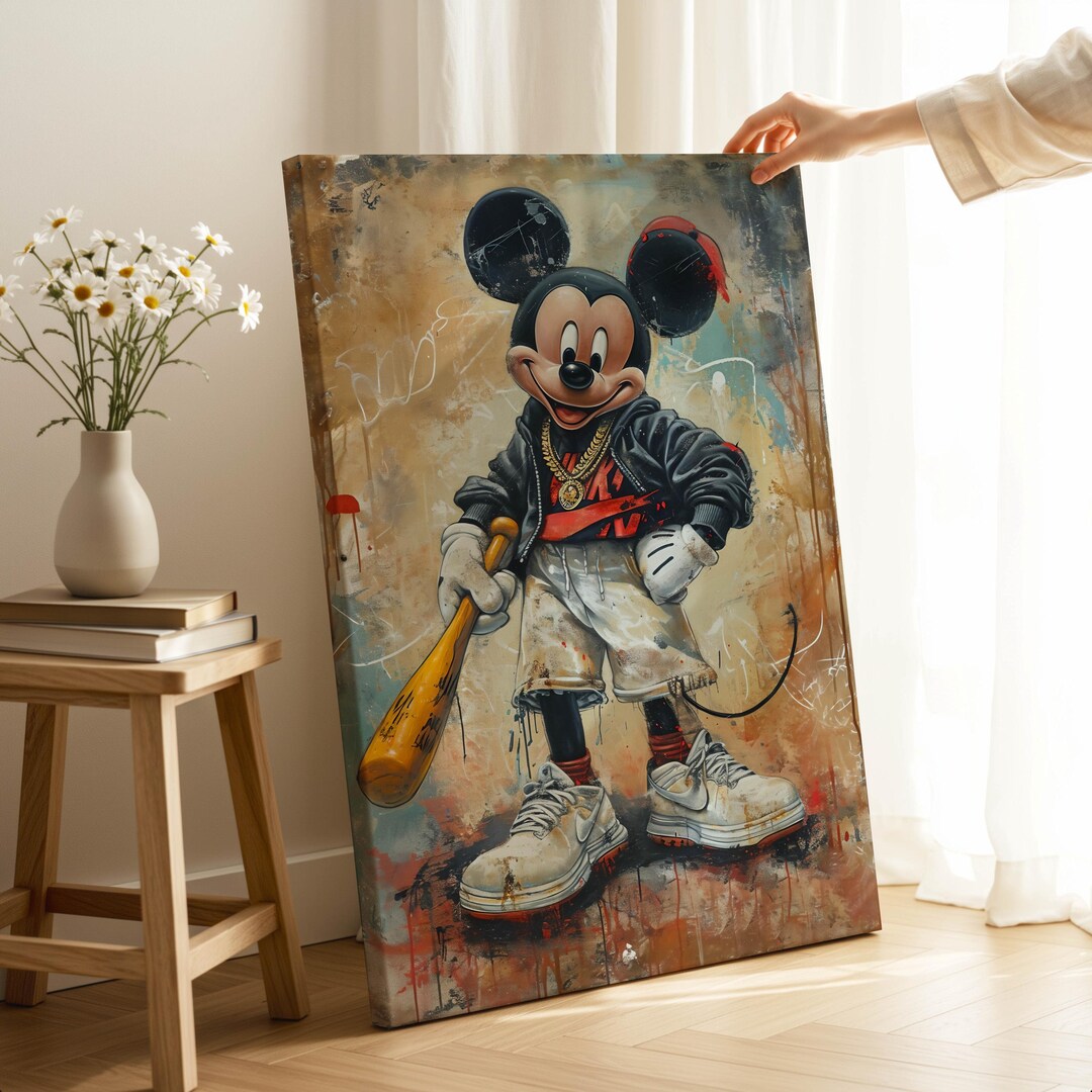 Hip Hop Mickey Mouse Canvas Art: Urban Graffiti Wall Decor - Etsy
