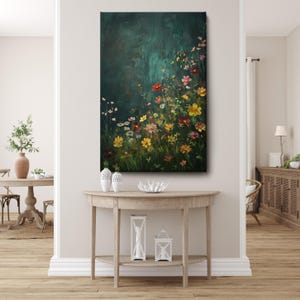 Wildflowers Canvas Wall Art, Floral Canvas Print, Field of Flowers Canvas Painting, Botanical ...