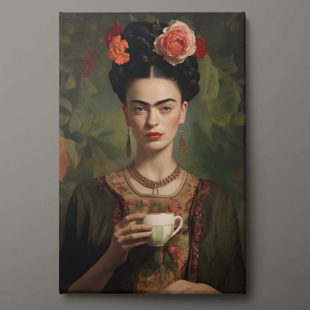 Frida Kahlo Canvas Wall Art Frida Kahlo and Flowers Canvas - Etsy Australia