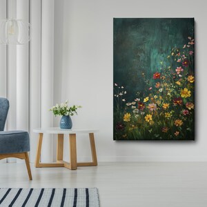 Wildflowers Canvas Wall Art, Floral Canvas Print, Field of Flowers Canvas Painting, Botanical ...