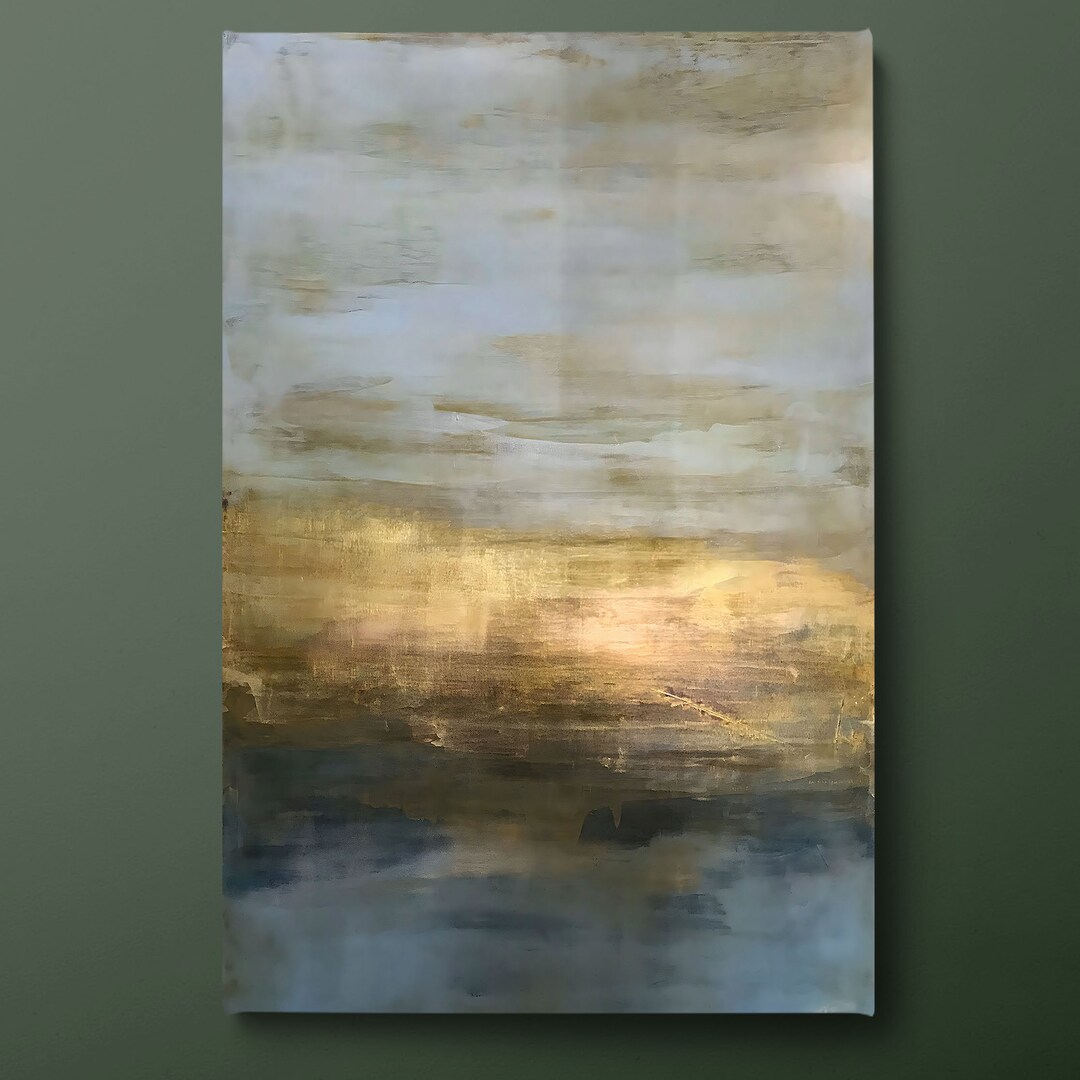 Blue Gold Abstract Canvas Wall Art, Blue Gold Abstract Canvas Print ...