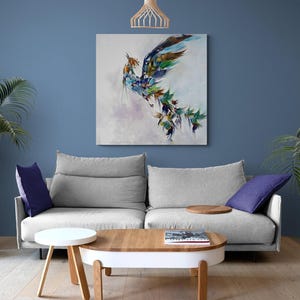 Phoenix Bird Canvas Art, Mythological Print, Fiery Fantasy Wall Artwork ...