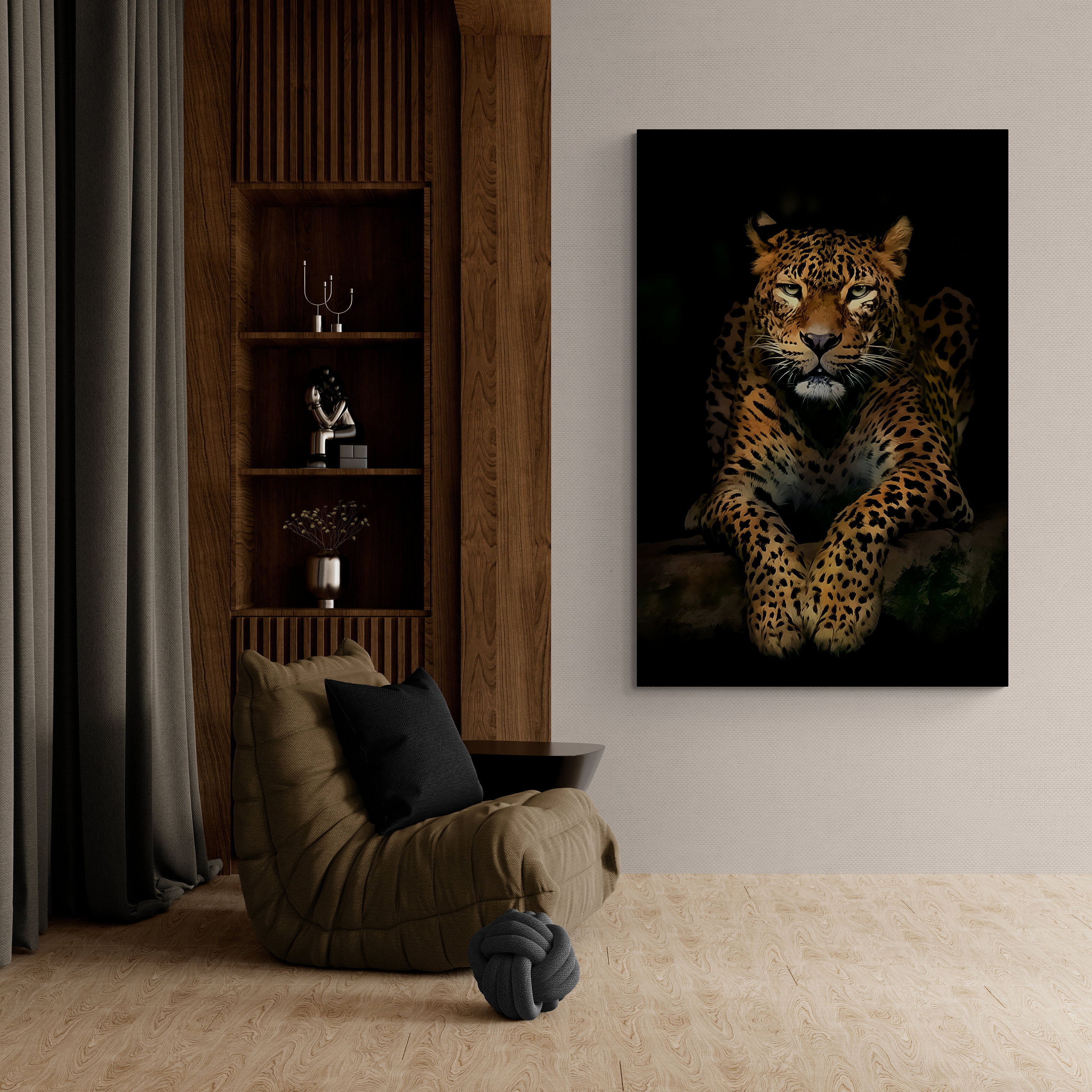 Leopard in Dark Canvas Wall Art, Animal Canvas Print, Leopard Canvas ...