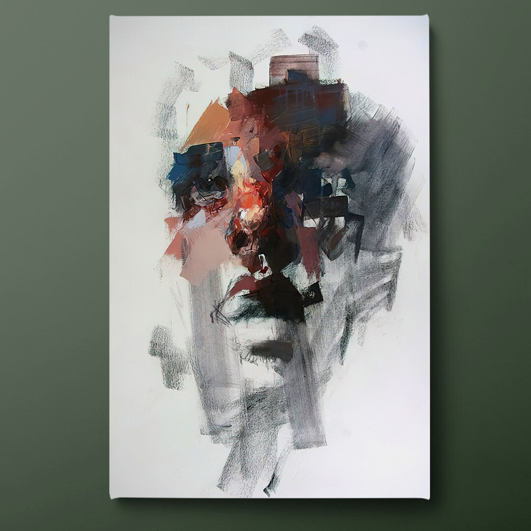 Abstract Woman Face Canvas Wall Art, Woman Face Canvas Print, White ...