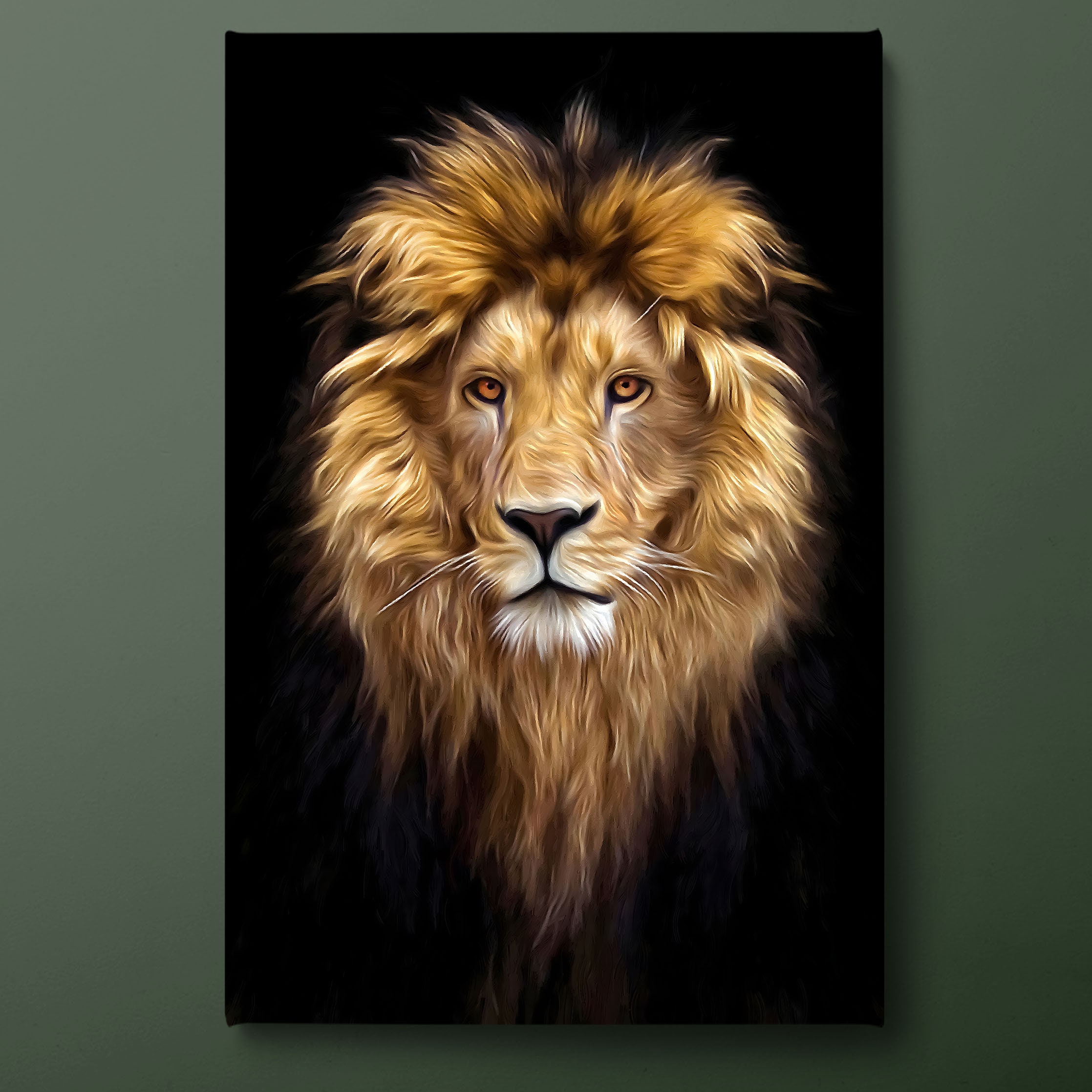 Lion Canvas Wall Art, Male Lion Canvas Print, Animals Canvas Painting ...