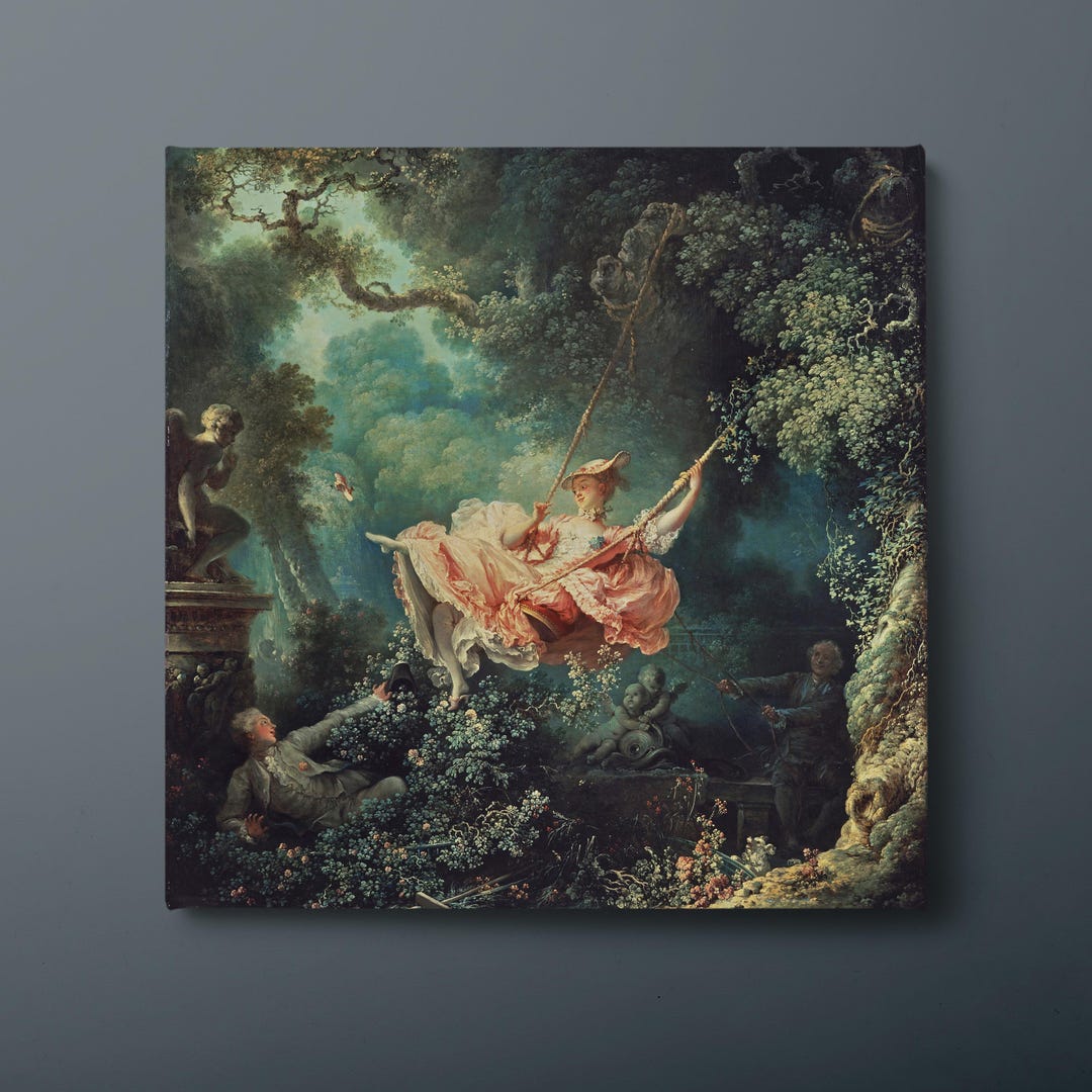 Fragonard’s the Swing Canvas, Rococo Wall Art, Romantic Pastel ...