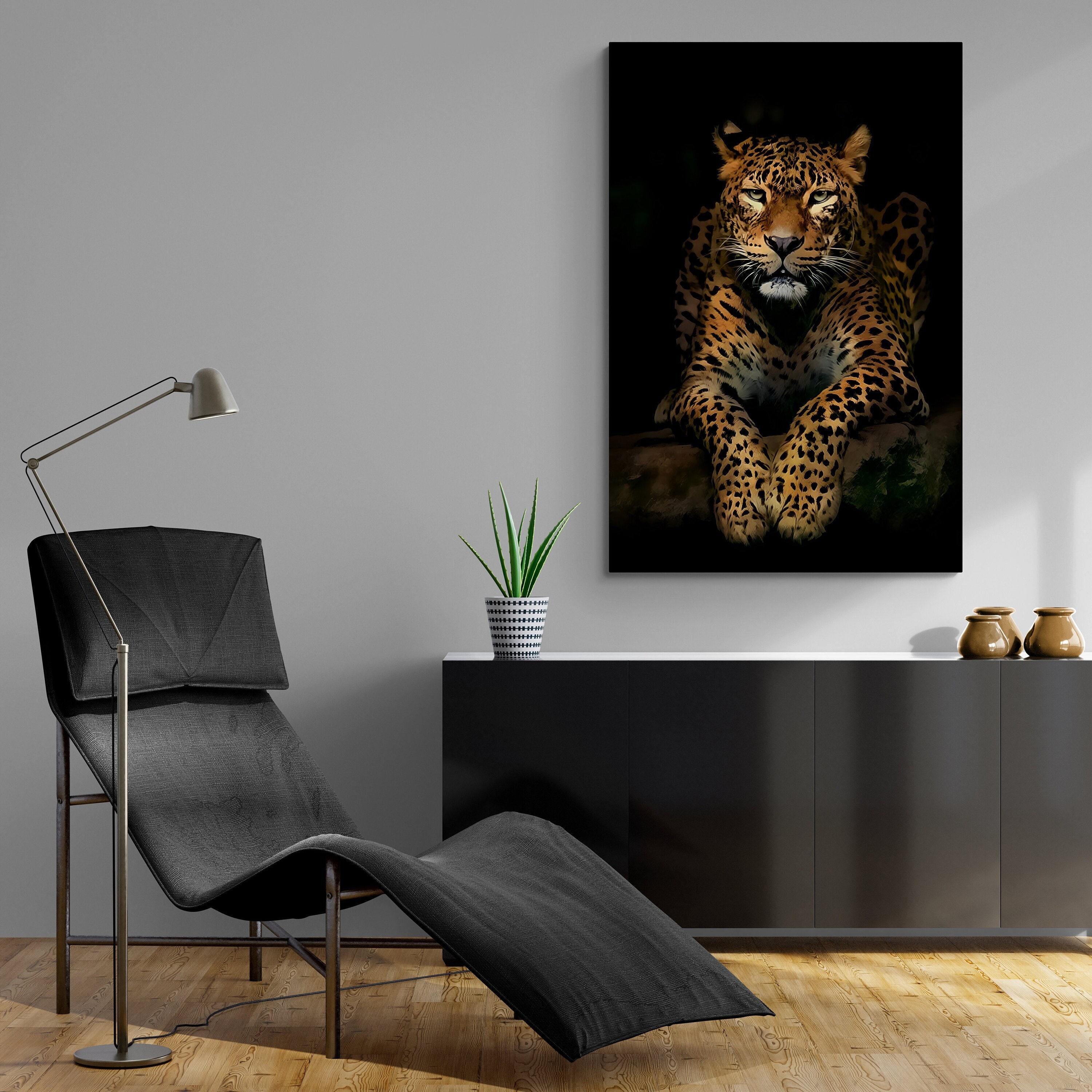 Leopard in Dark Canvas Wall Art, Animal Canvas Print, Leopard Canvas ...
