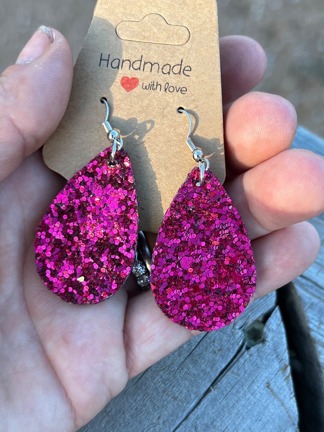 Maroon Glitter Earrings - Etsy