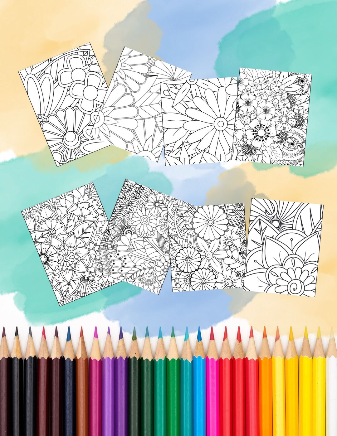 Flower Doodle Coloring Pages for Kids Coloring Books - Etsy