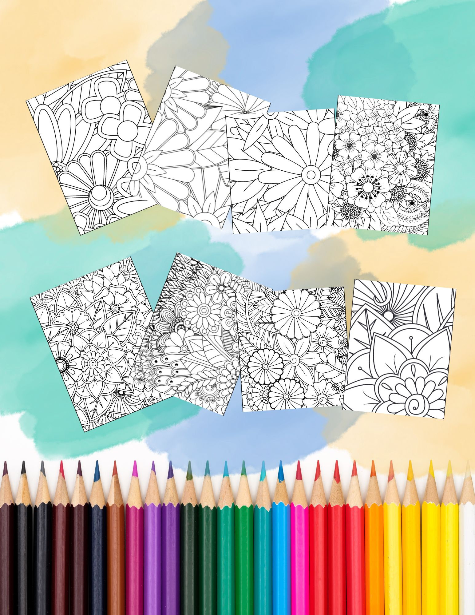 Flower Doodle Coloring Pages for Kids Coloring Books - Etsy