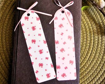Coquette Bow Bookmark Pink Bookmark With Ribbon Pink Coquette Bookmark ...