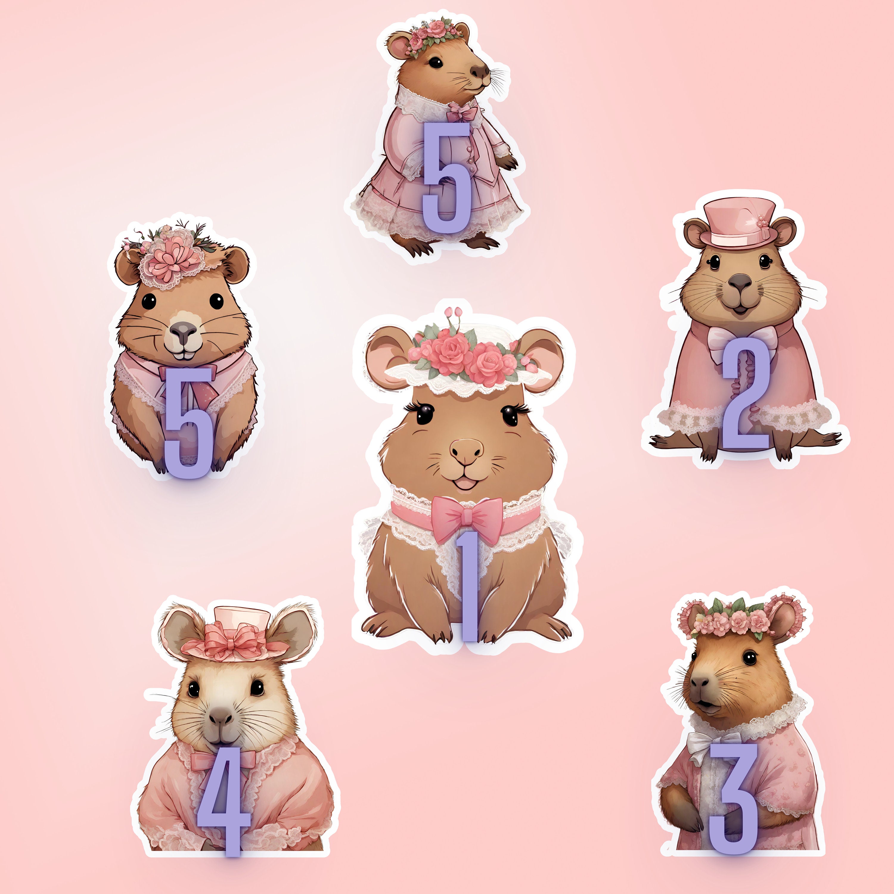 Coquette Capybara Sticker, Suitcase Sticker, Capybara Sticker ...