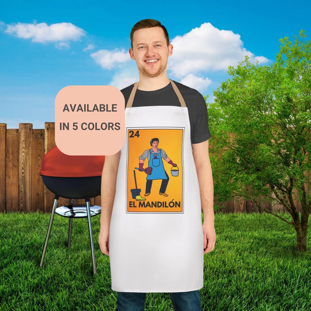 El Mandilon Loteria Apron, Funny Mexican Character Kitchen Apron ...