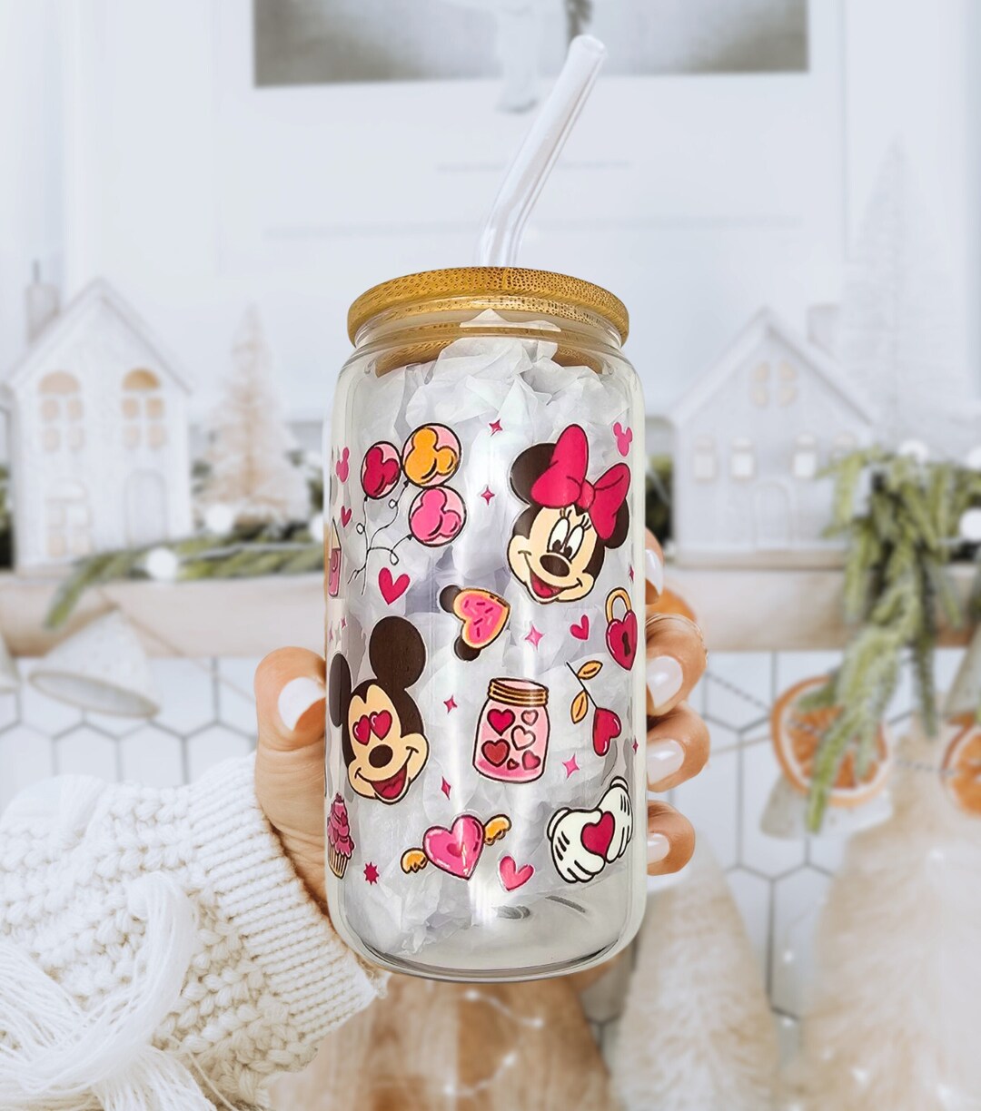 Disney Glass Cup With Straw Libbey Glass Disney Tumbler - Etsy