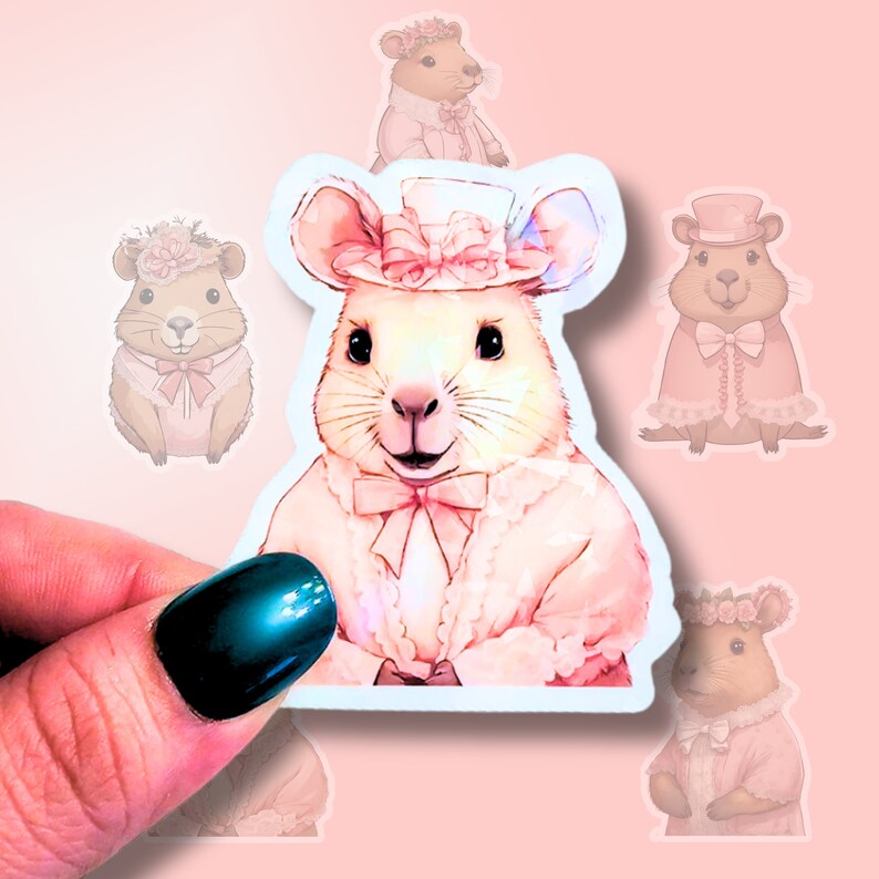 Coquette Capybara Sticker, Suitcase Sticker, Capybara Sticker ...