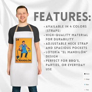 El Mandilon Loteria Apron, Funny Mexican Character Kitchen Apron ...