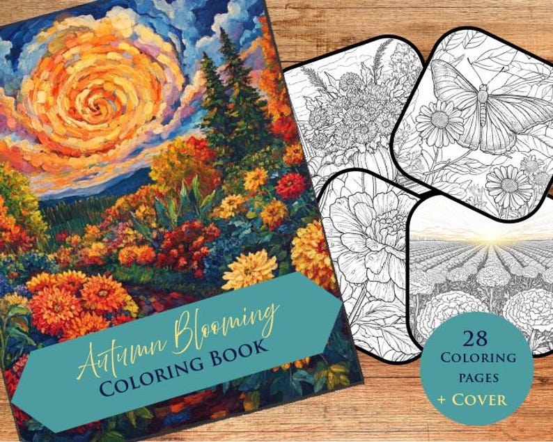 28 Autumn Blooming Coloring Book - Floral | Garden | DIGITAL COLORING ...