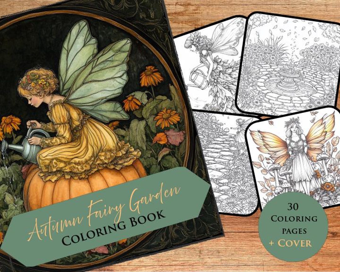 30 Autumn Fairy Garden Coloring Pages | Fairy Garden | Floral | Fantasy ...