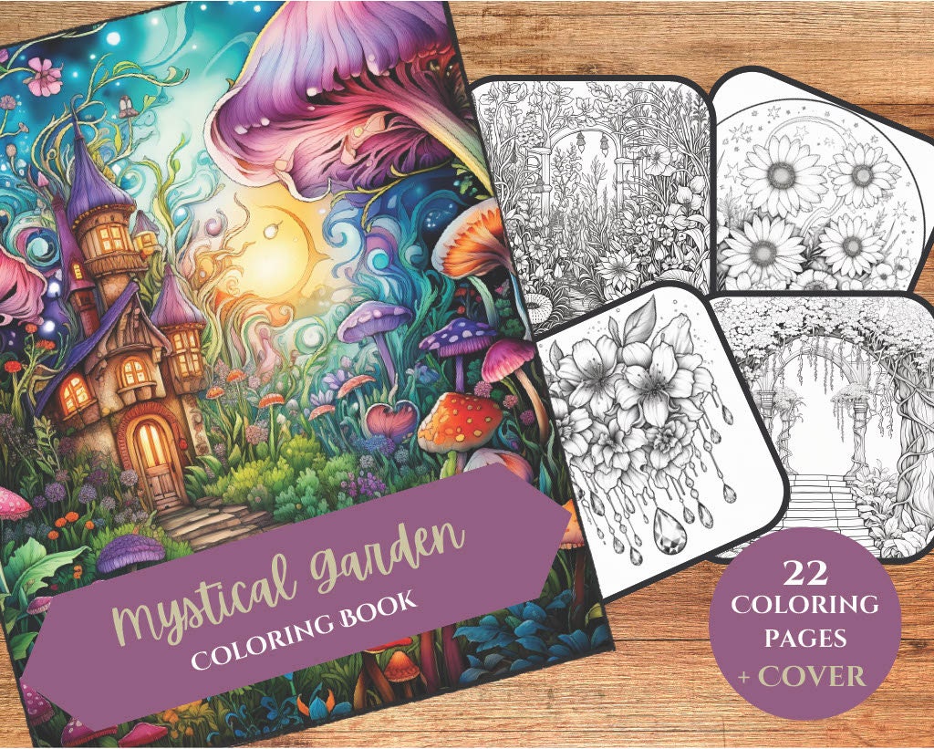 22 Mystical Garden Design Coloring Book, Printable PDF, Mystical ...