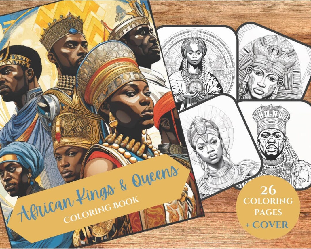 26 African Kings & Queens Coloring Book, Printable PDF, African Kings ...