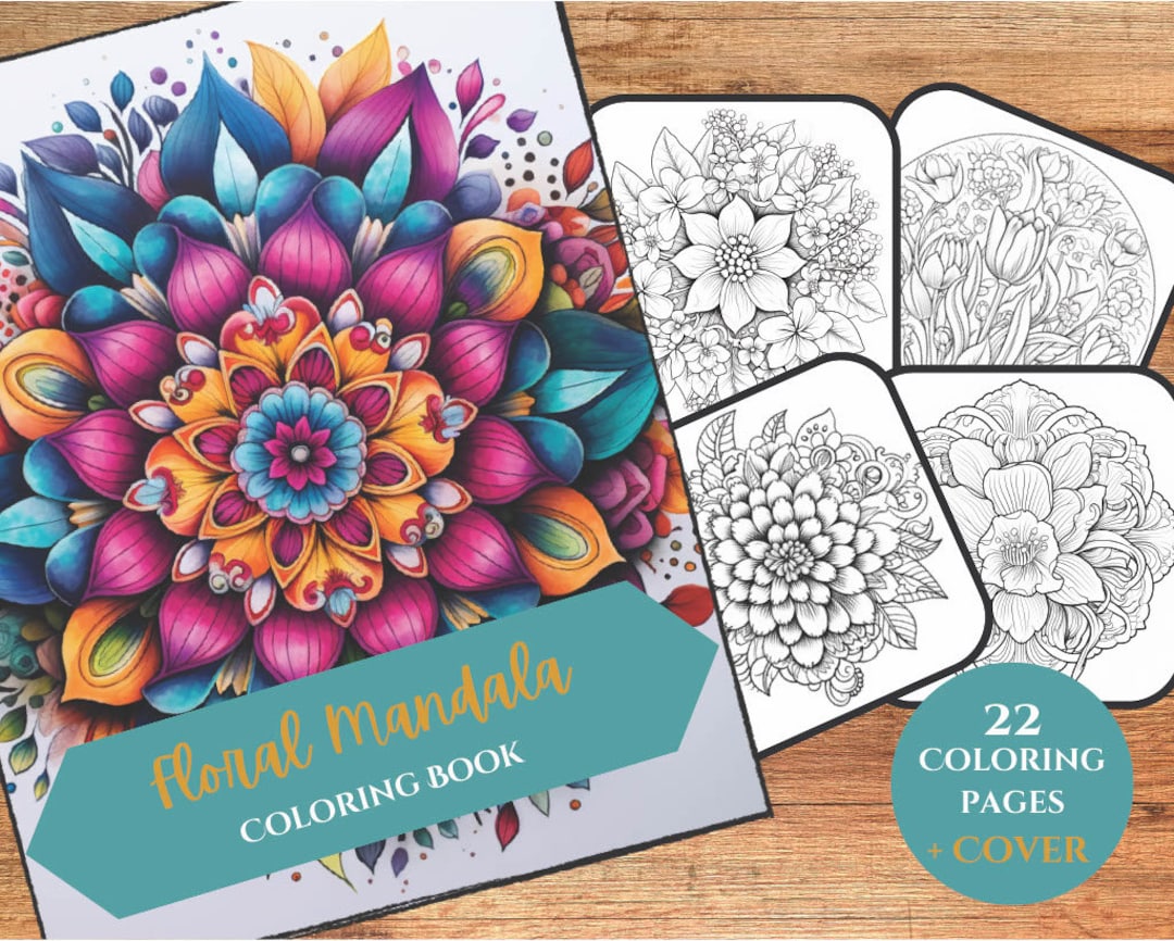 22 Floral Mandala Designs - Coloring Book, Printable PDF, Floral ...