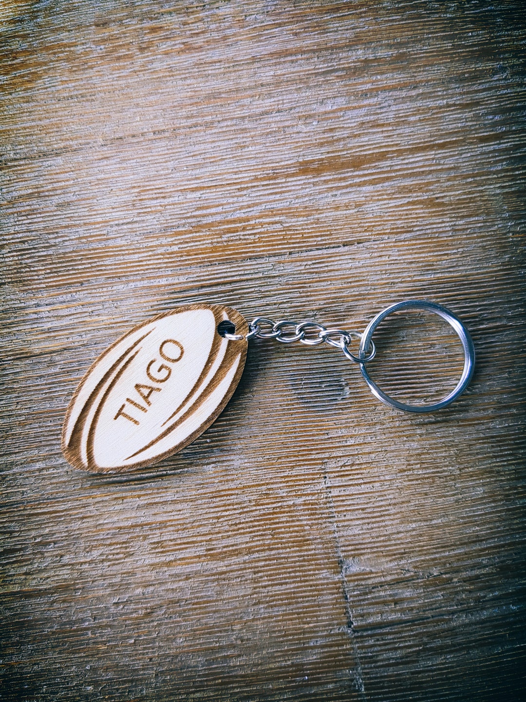 Personalized Keychain - WOOD - Rugby Ball - Etsy