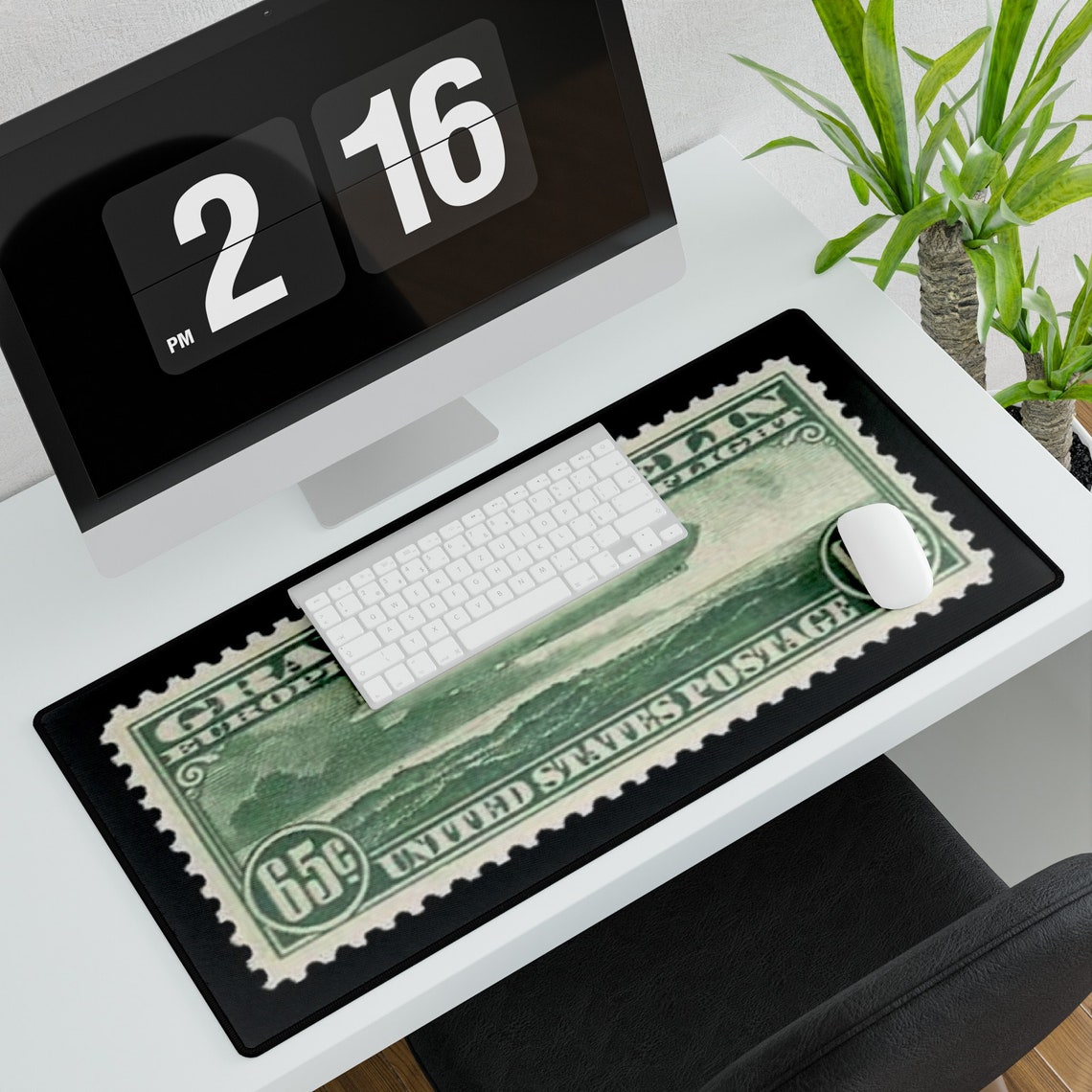 Retro Classic Extra Wide Gaming Desk Mats Custom Vintage Zeppelin Stamp ...