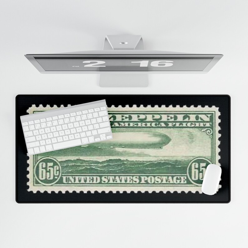 Retro Classic Extra Wide Gaming Desk Mats Custom Vintage Zeppelin Stamp ...