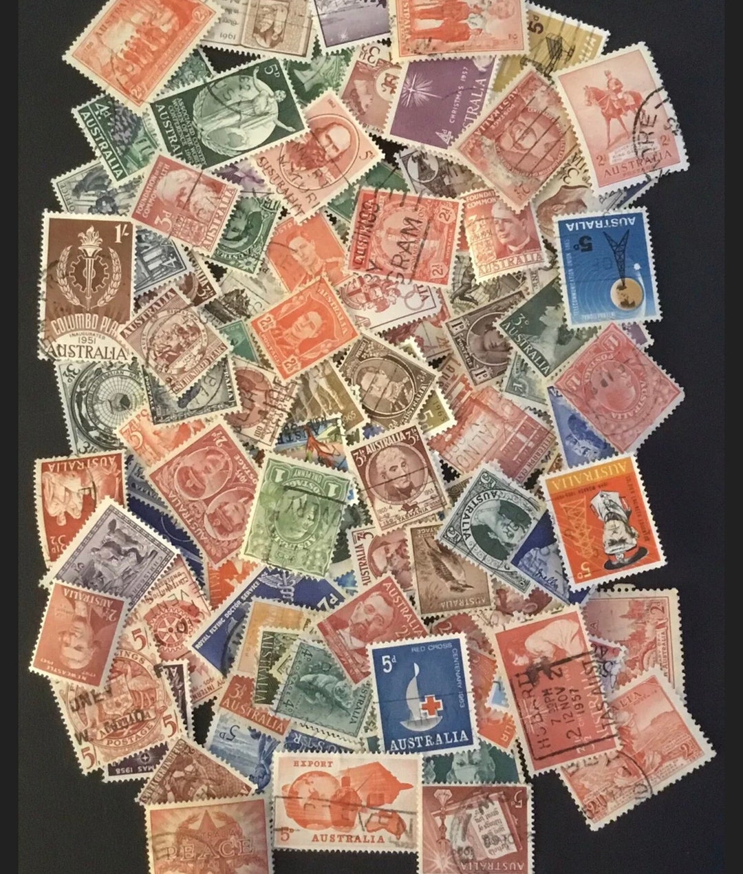 100 Piece Pre Decimal Australian Used Vintage Stamps From 1913 to 1966 ...