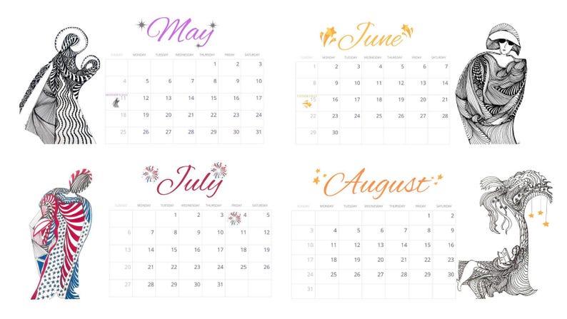 Printable 2025 Calendar, Digital Calendar Coloring, Monthly Planner ...